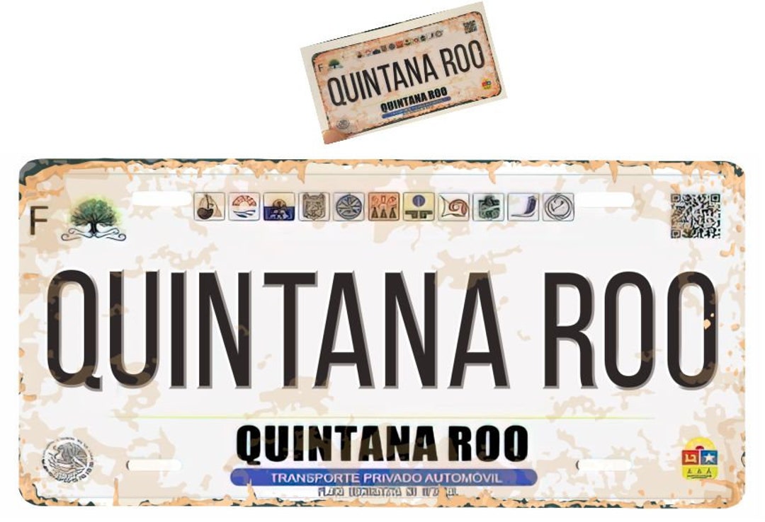 Set Quintana Roo Mexico Aluminum License Plate Sign Placa 6" X 12" and ...