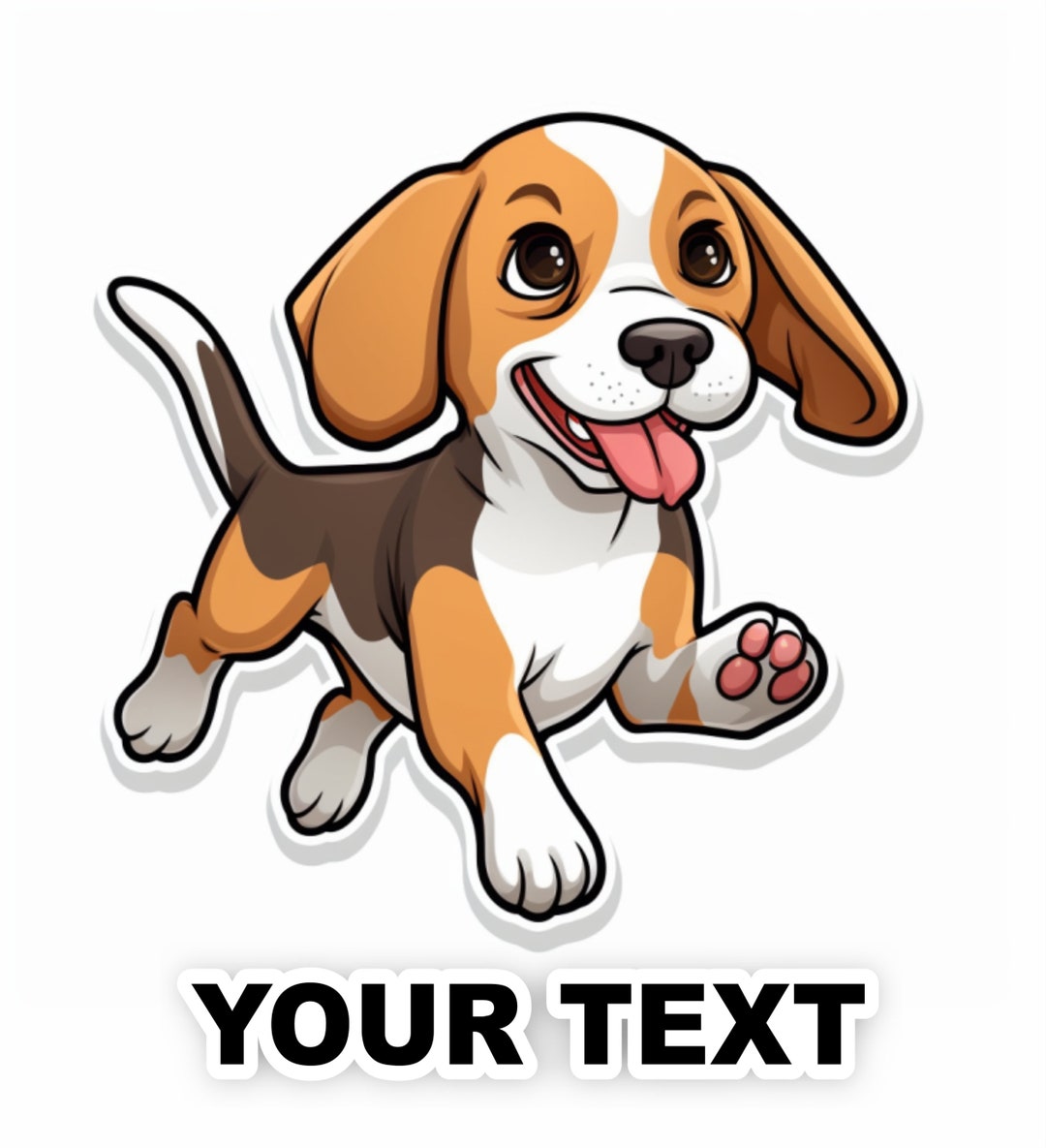 Set of 2 Beagle Dog Decal Stickers With Free Custom Text - Full Color ...