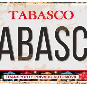 Set Tabasco Mexico Aluminum License Plate Sign Placa 6" X 12" and ...