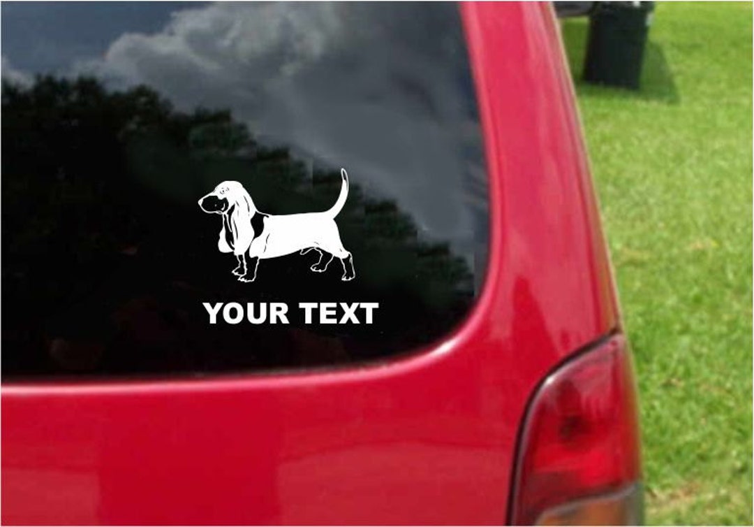 Basset Hound Dog Sticker Decals (set of 2) - Custom Text & Colors - Etsy