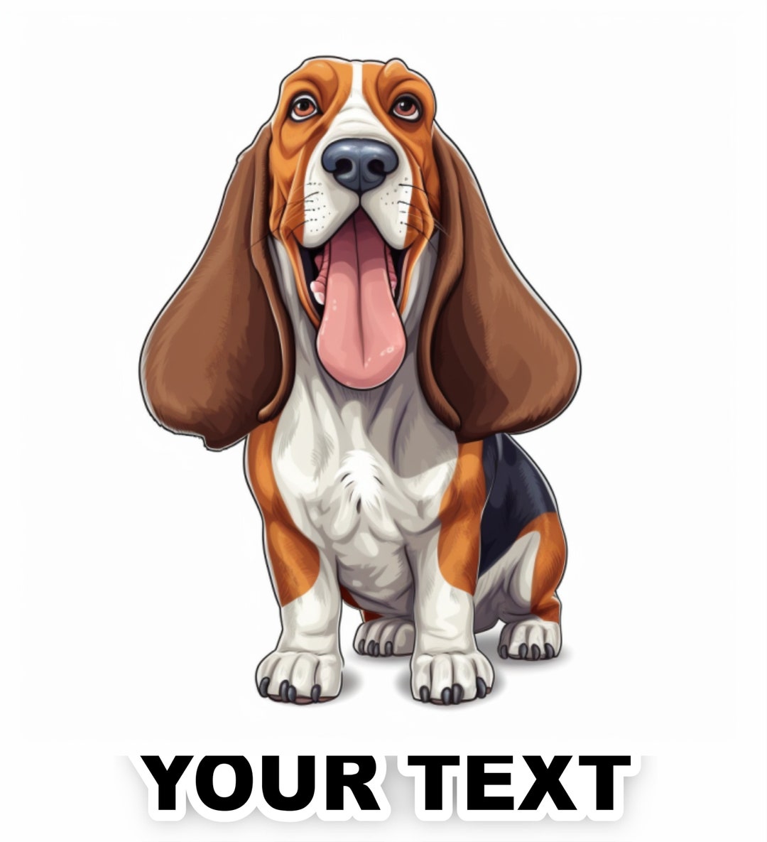 Set of 2 Basset Hound Dog Decal Stickers With Free Custom Text - Full ...