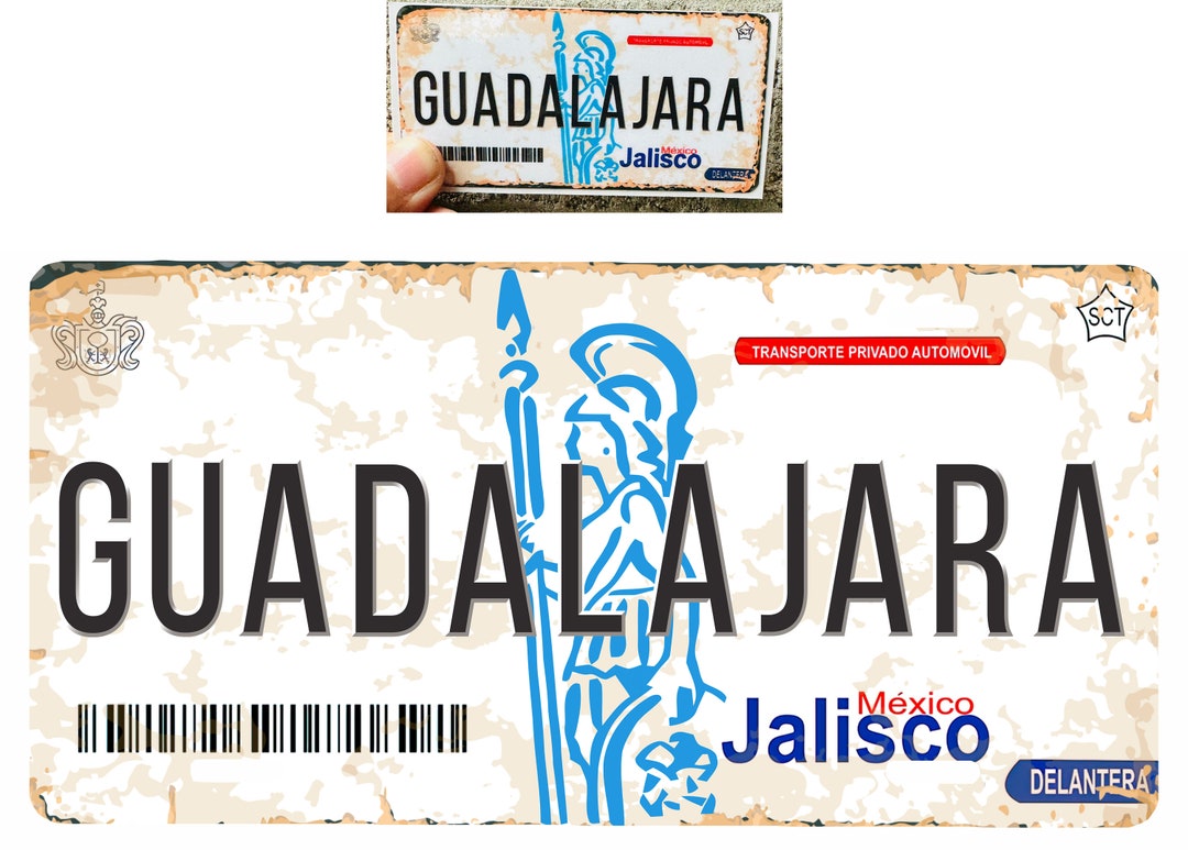 Set Guadalajara Jalisco Mexico Aluminum License Plate Sign Placa 6" X ...