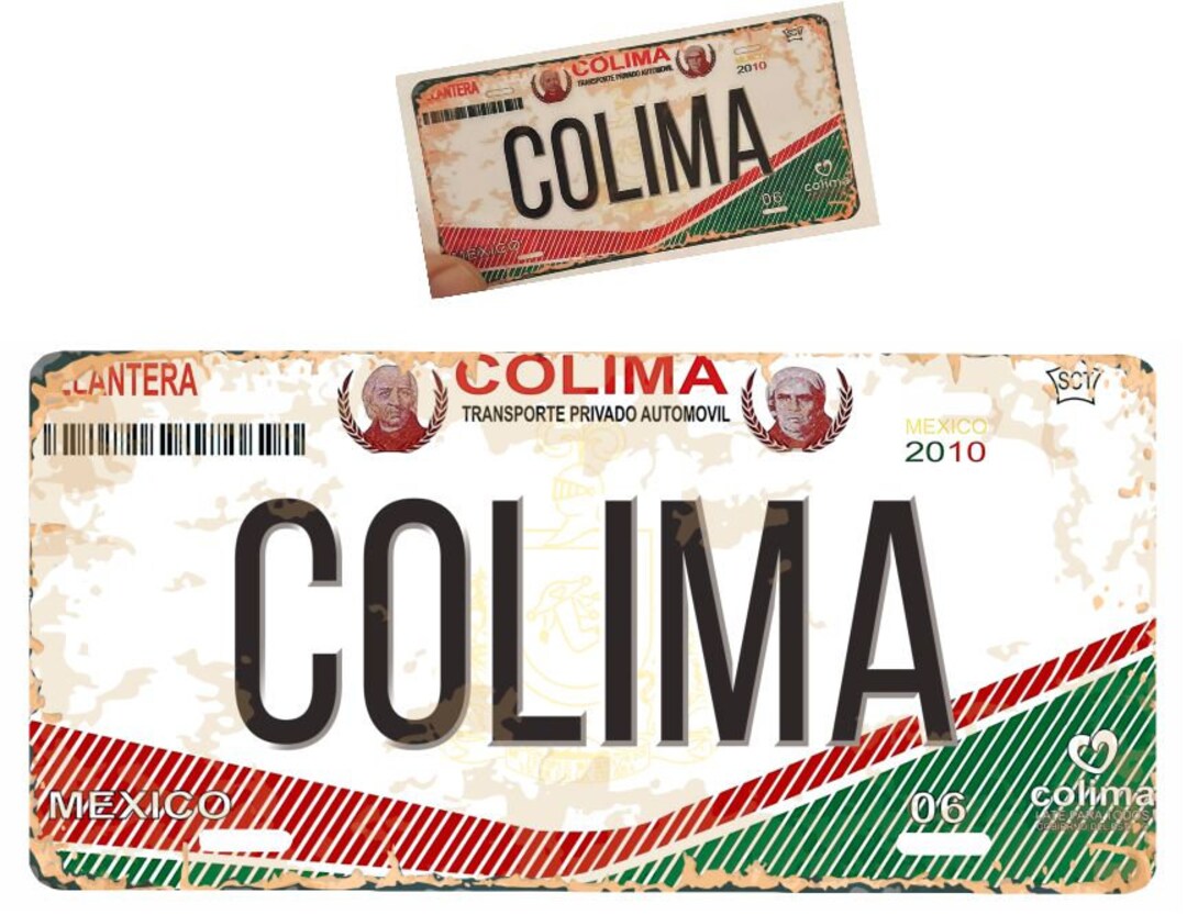 Set Colima Mexico Aluminum License Plate Sign Placa 6" X 12" and ...