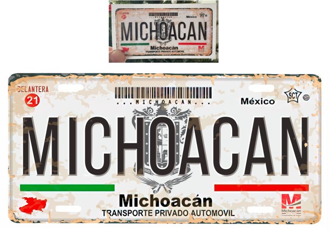 Michoacan Mexico Aluminum License Plate Sign & Sticker Set - Etsy