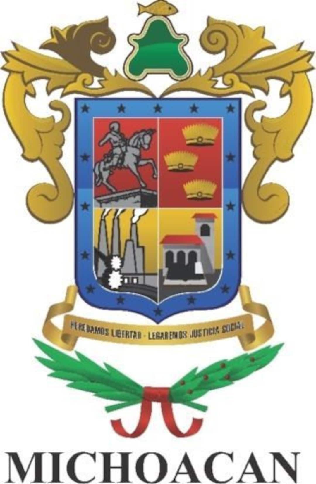 2 Pieces Michoacán Mexico. Coat of Armsdecals Stickers Full Color ...