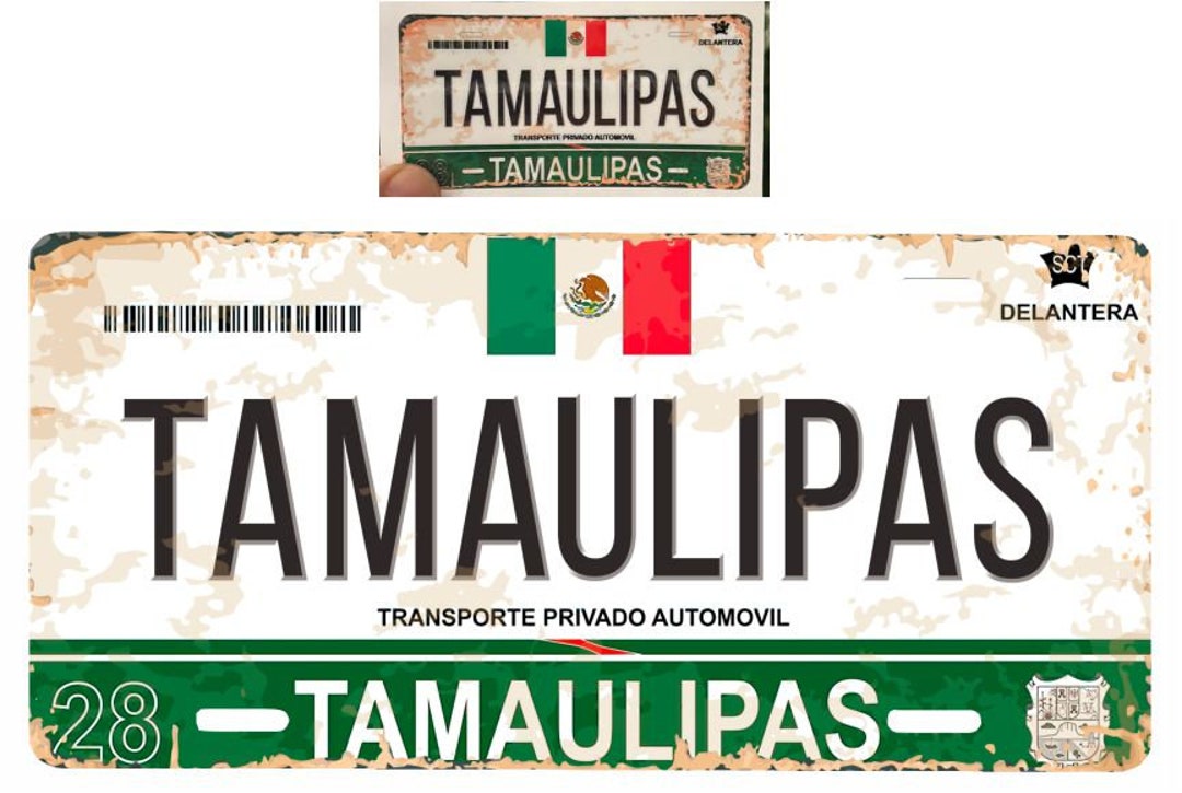 Set Tamaulipas Mexico Aluminum License Plate Sign Placa 6" X 12" and ...