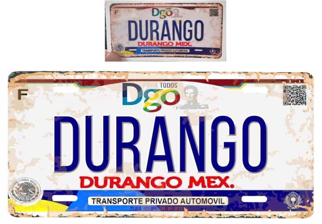Set Durango Mexico Aluminum License Plate Sign Placa 6" X 12" and ...