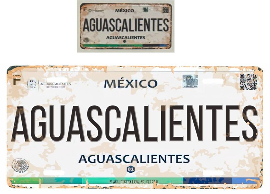 Set Aguascalientes Mexico Aluminum License Plate Sign Placa 6" X 12 ...