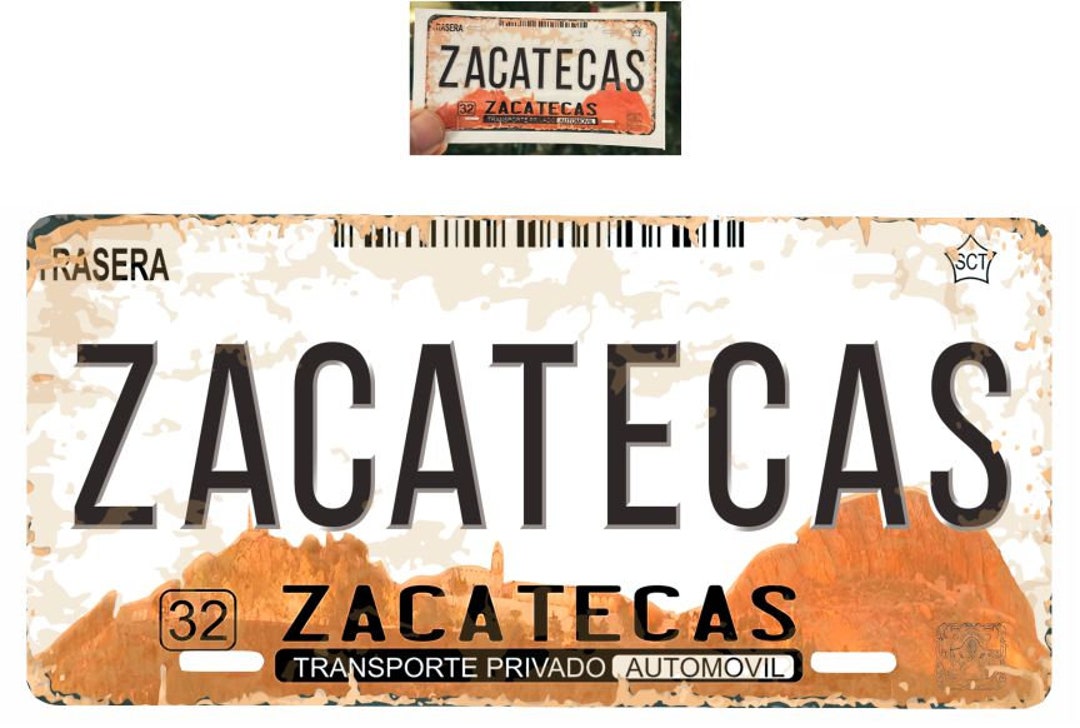 Zacatecas Mexico License Plate Sign & Sticker, Distressed Aluminum - Etsy