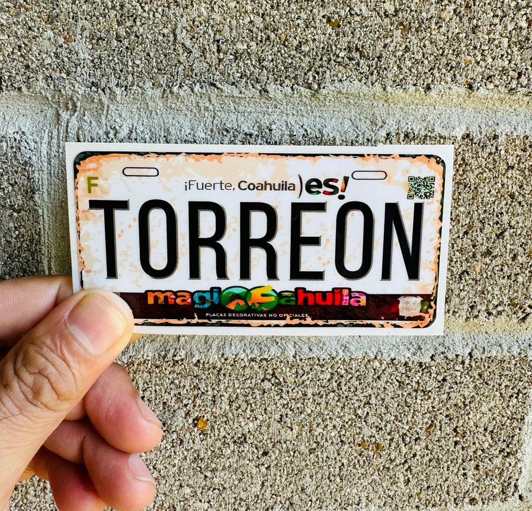 Torreon Coahuila License Plate Decal Stickers, Vintage Distressed Set ...