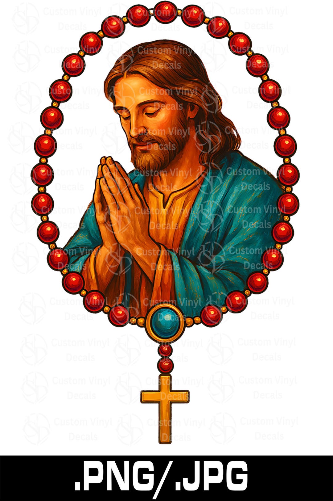 Jesus Praying With Rosary - Catholic Art / Jesús Orando Con Rosario ...