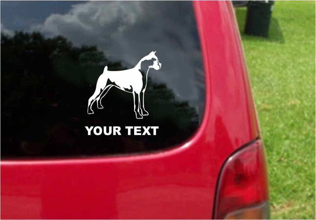 Set (2 Pieces) Boxer Dog Sticker Decals With Custom Text 20 Colors to ...