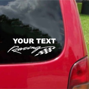 Set (2 Pieces) Racing Sticker Decals Your Own Text 20 Colors to Choose ...
