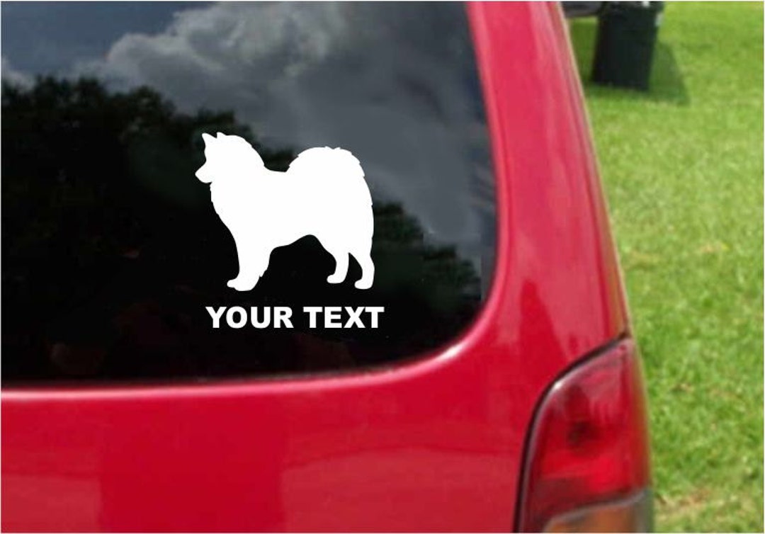 Set (2 Pieces) American Eskimo Dog Sticker Decals With Custom Text 20 ...