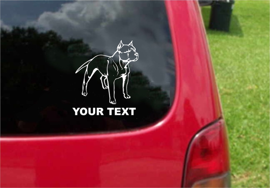 Set (2 Pieces) Pitbull Dog Sticker Decals With Custom Text 20 Colors to ...