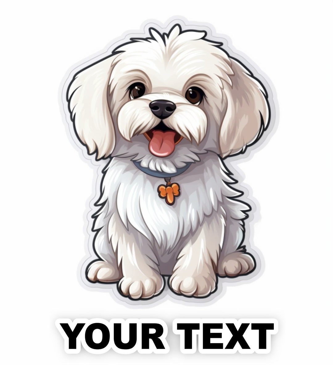 Set of 2 Maltese Dog Decal Stickers With Free Custom Text - Full Color ...