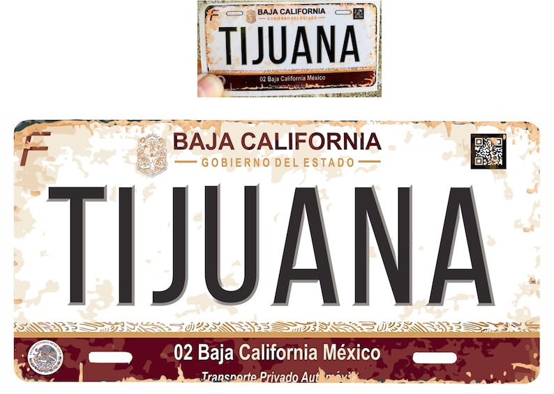 Tijuana Baja California License Plate Sign & Sticker, Distressed Look ...