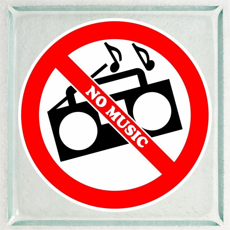 Set of NO MUSIC Warning Sign Stickers Decals Full - Etsy
