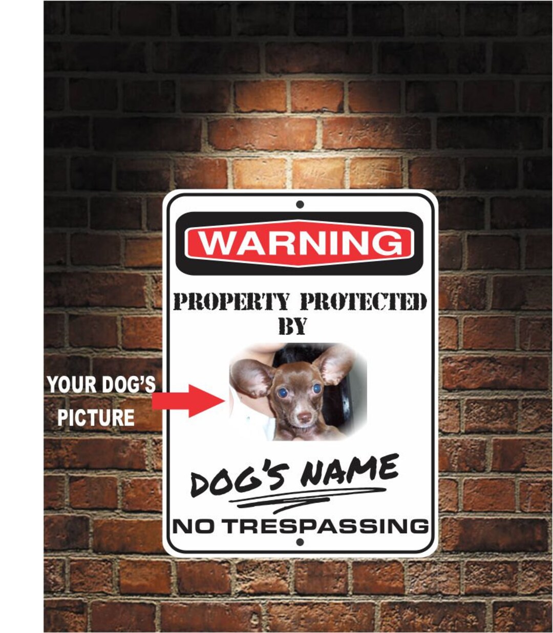 Custom "protected By" Aluminum Sign. Your Dog's Name and Picture 9 X 12 ...
