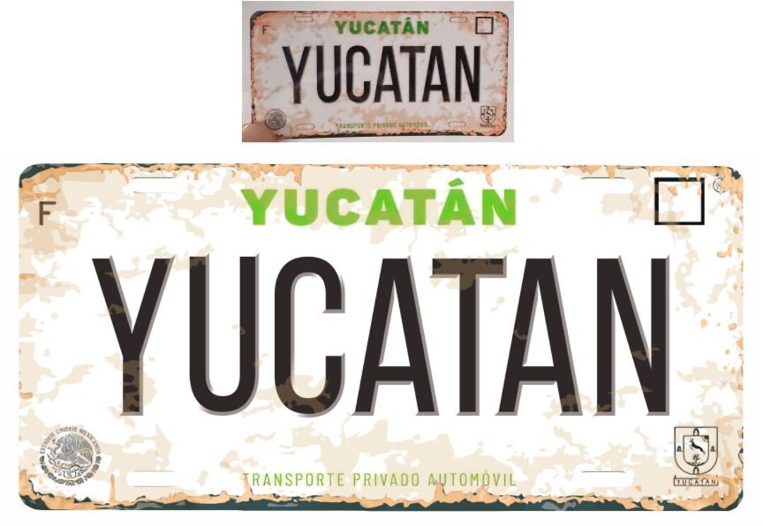 Set Yucatan Mexico Aluminum License Plate Sign Placa 6" X 12" and ...