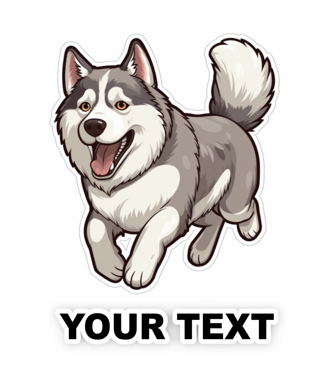 Set of 2 Siberian Husky Dog Decal Stickers With Free Custom Text - Full ...