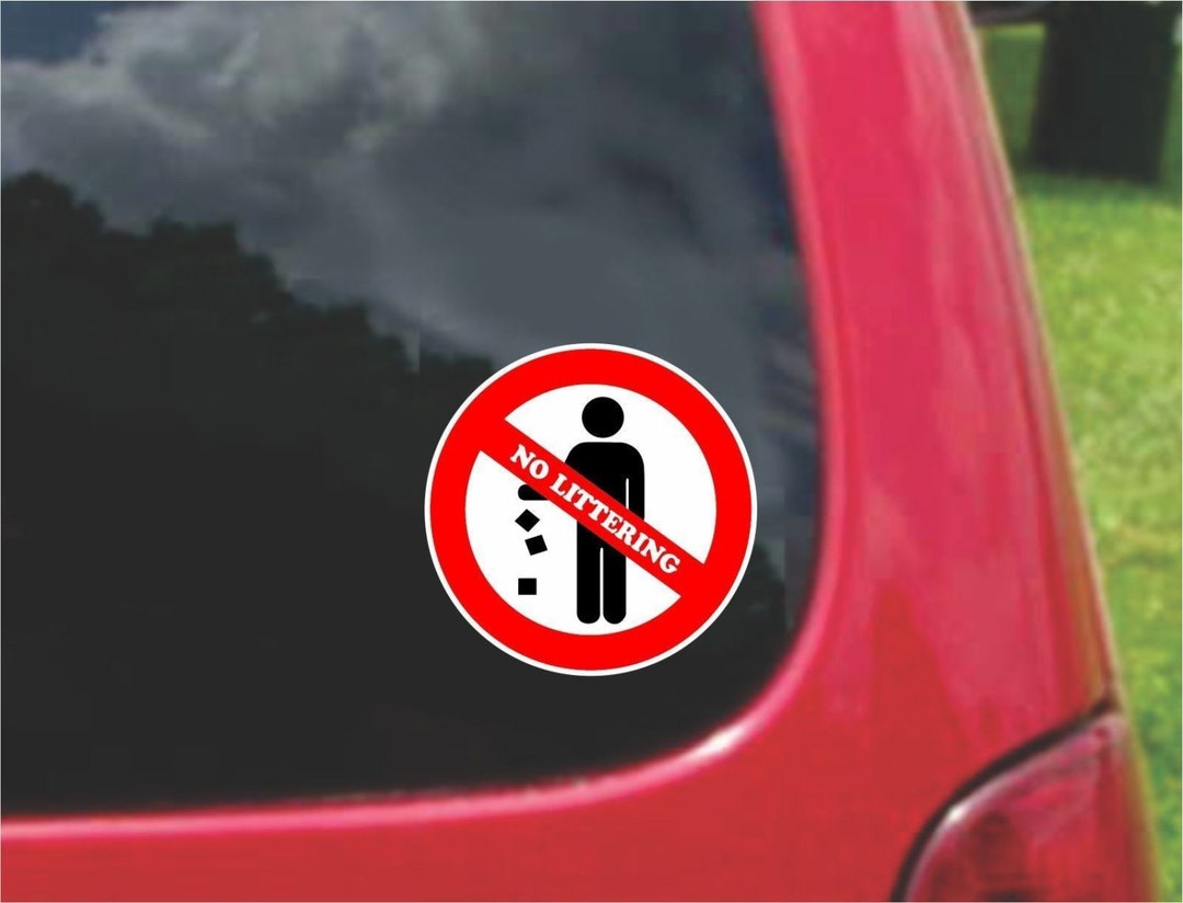 Set of No Littering Warning Sign Stickers Decals Full Color/weather ...