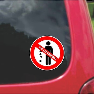 Set of No Littering Warning Sign Stickers Decals Full Color/weather ...