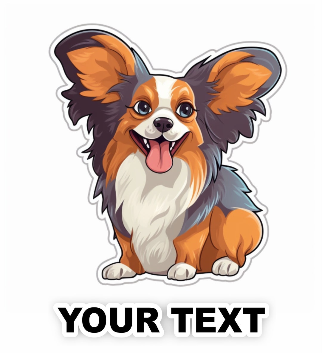 Set of 2 Papillon Dog Decal Stickers With Free Custom Text - Full Color ...