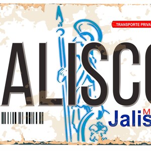 Jalisco Mexico License Plate Sign, Sticker Decal Set - Distressed ...