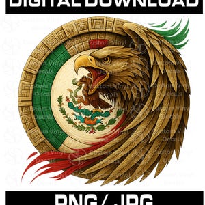 Aztec Calendar Eagle With Mexican Flag – PNG JPG (digital Download) - Etsy