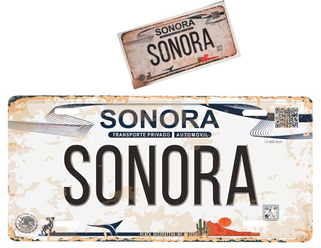 Set Sonora Mexico Aluminum License Plate Sign Placa 6" X 12" and ...