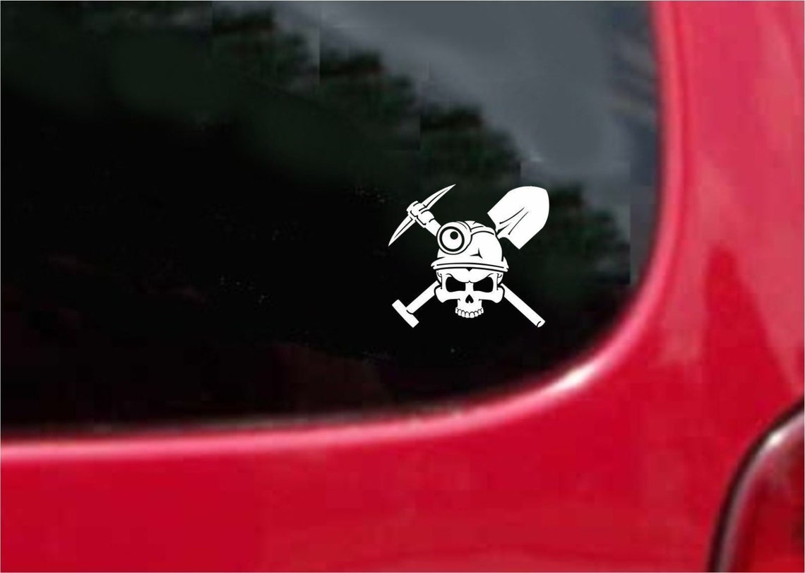 Set (2 Pieces) Miner Skull Sticker Decals 20 Colors to Choose From. U.S ...