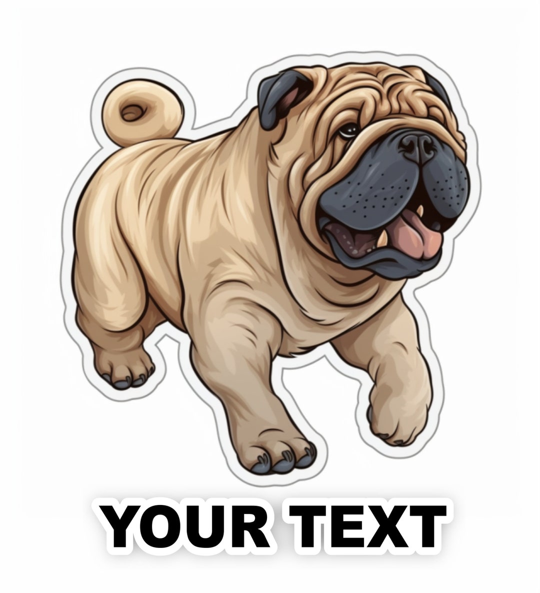 Set of 2 Chinese Shar-pei Dog Decal Stickers With Free Custom Text ...