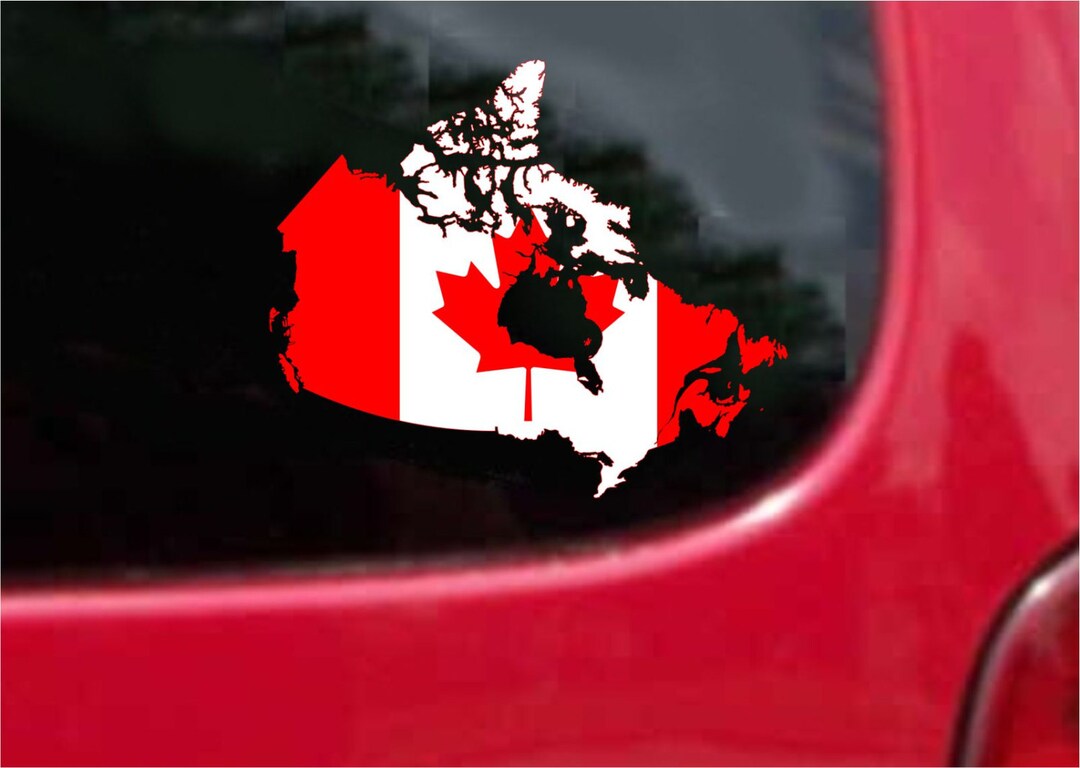 2 Pieces Canada Outline Map Flag Vinyl Decals Stickers Full Color ...