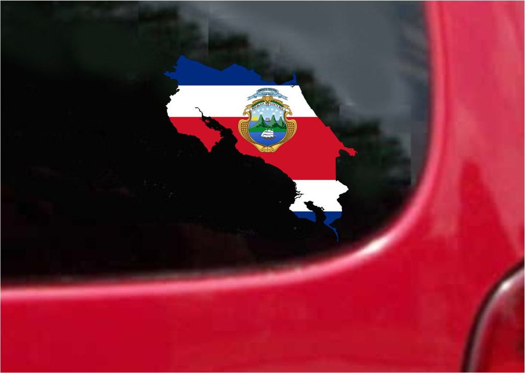 2 Pieces Costa Rica Outline Map Flag Vinyl Decals Stickers Full Color ...