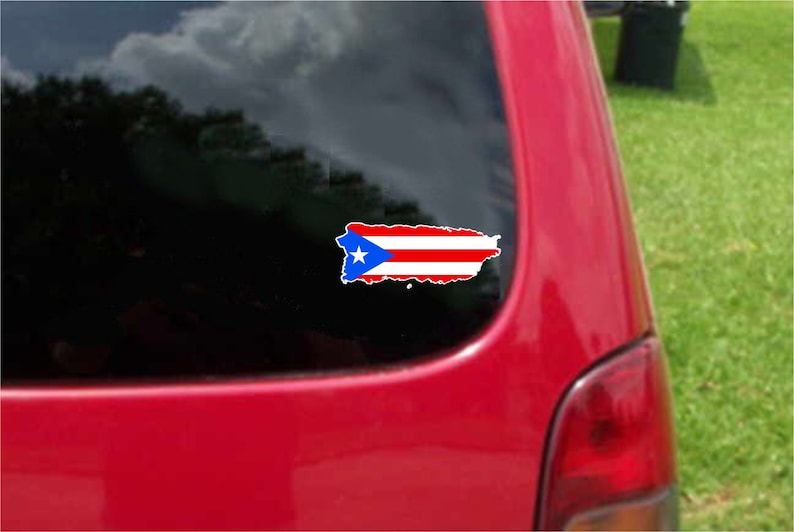 Puerto Rico Outline Map Flag Vinyl Decals Stickers Full | Etsy