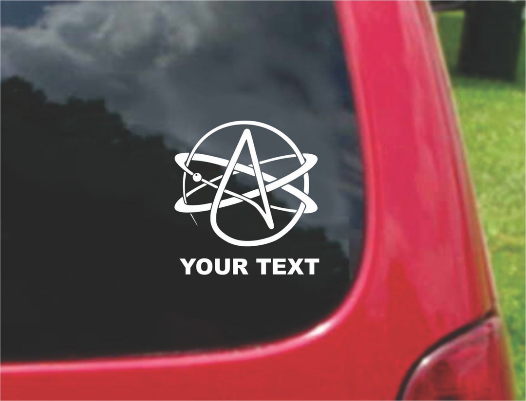 Atheist Symbol Vinyl Decals (set of 2) - Custom Text, 20 Colors - Etsy