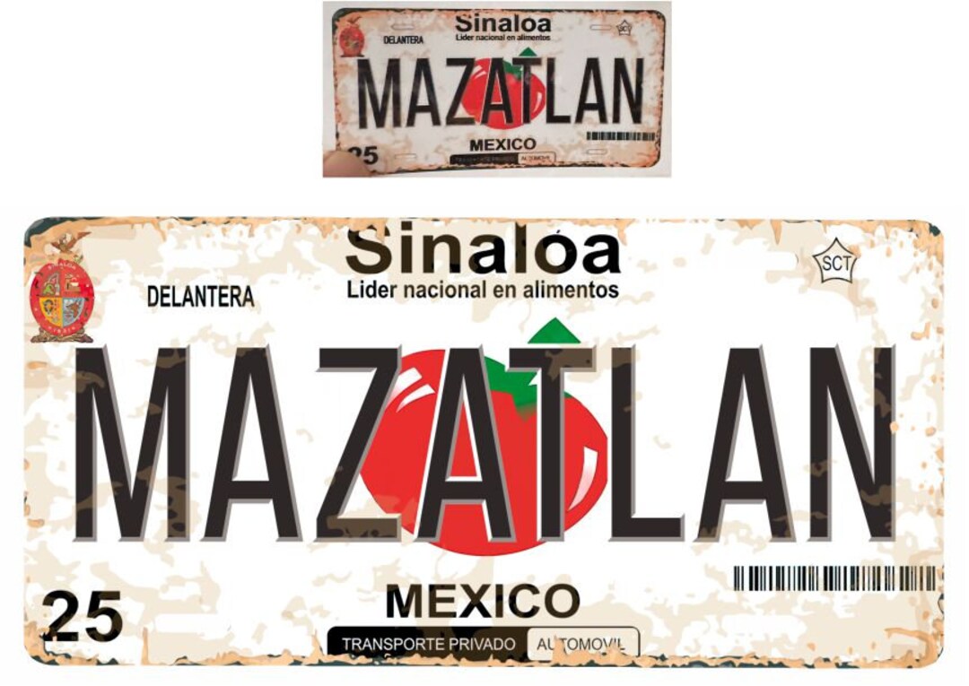 Set Mazatlan Sinaloa Mexico Aluminum License Plate Sign Placa 6" X 12 ...