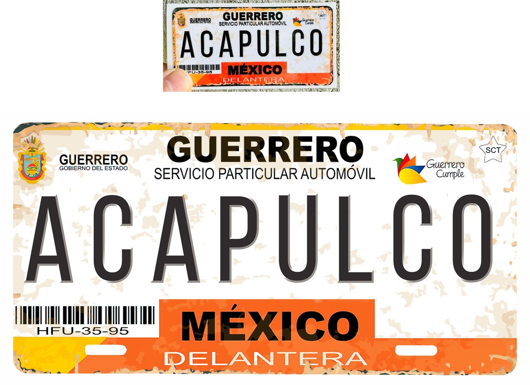 Set Acapulco Guerrero Mexico Aluminum License Plate Sign Placa 6" X 12 ...