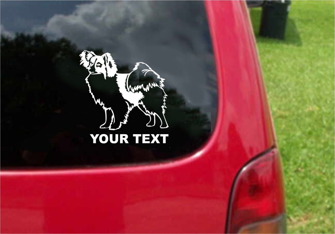 Set (2 Pieces) Papillon Dog Sticker Decals With Custom Text 20 Colors ...