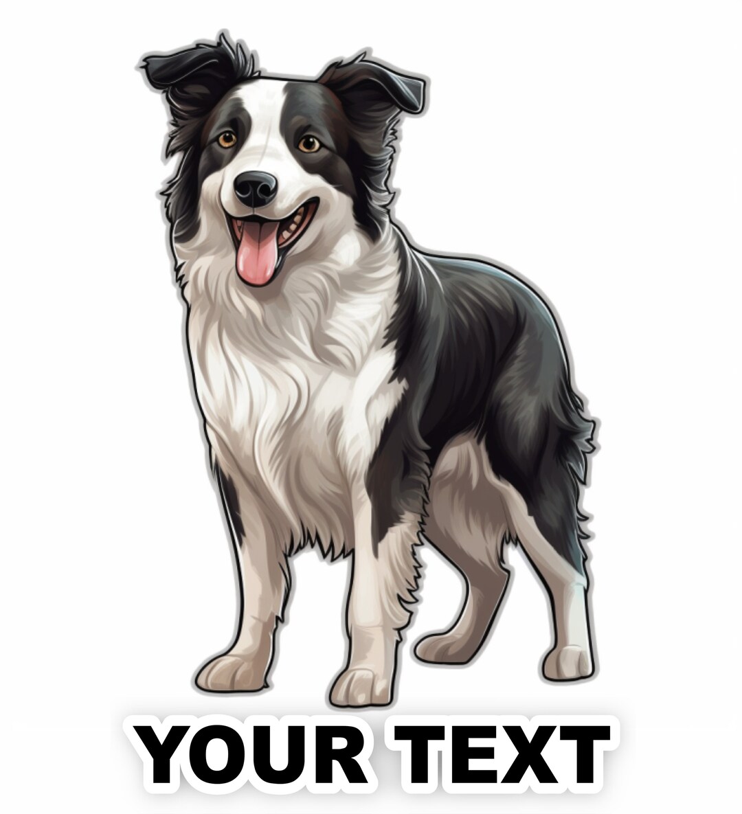 Set of 2 Border Collie Dog Decal Stickers With Free Custom Text - Full ...