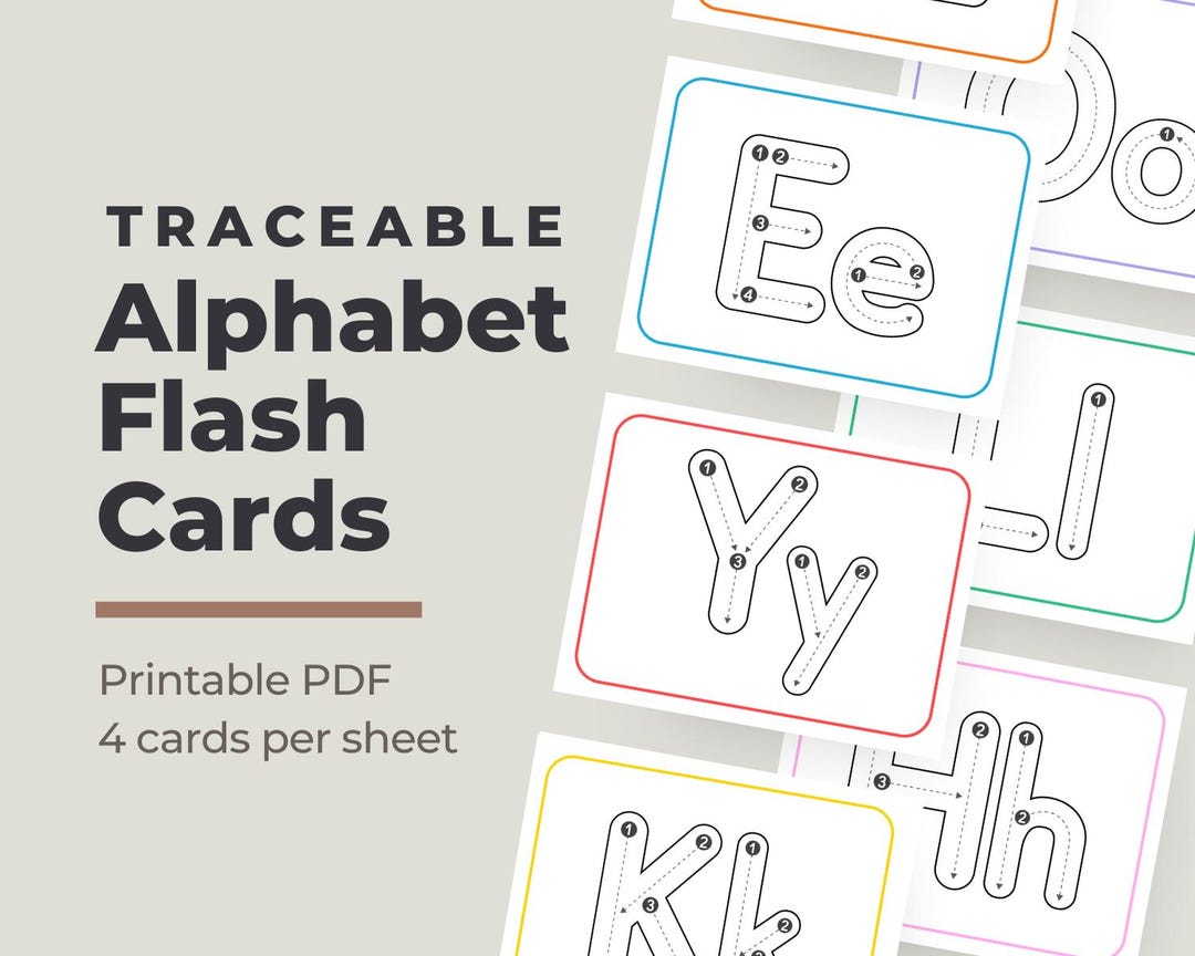 Traceable Letter Cards | Alphabet Tracing Worksheets | Printable PDF ...