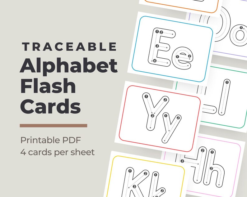 Traceable Letter Cards | Alphabet Tracing Worksheets | Printable PDF ...