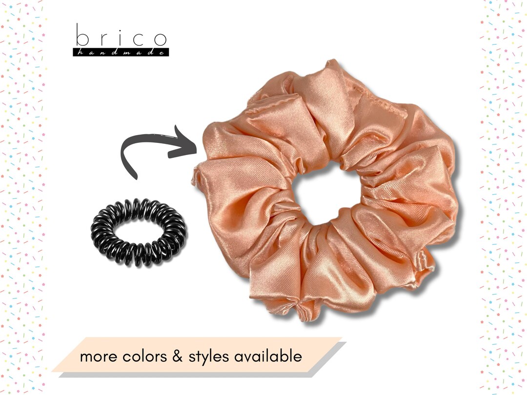 Peach Satin Coil Scrunchie Hair Tie Silky Satin Fabric Scrunchie ...