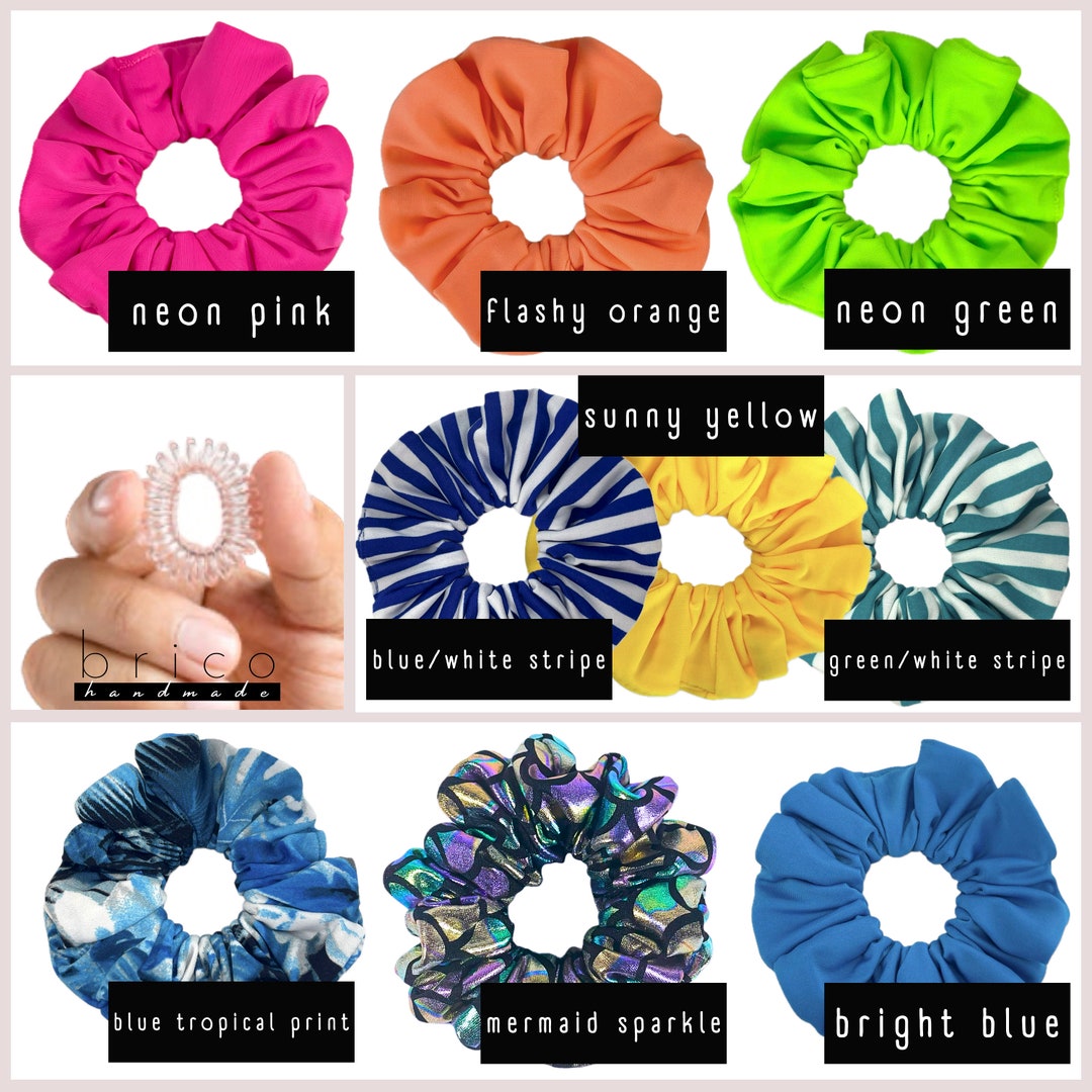 Workout, Dance, Swim Scrunchies Made With Coil Hair Ties Super Stretch ...