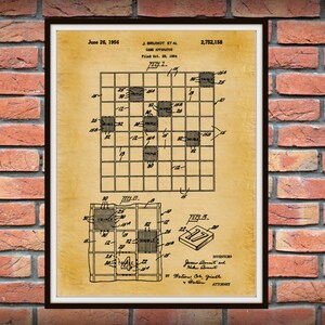 1956 Scrabble Game Patent Print - Board Game Poster - Game Room Decor ...