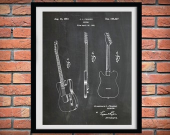 Clarence Fender Guitar Patent Print Poster 1960 Historical - Etsy