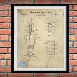1975 Spark Plug Patent Print, Spark Plug Blueprint, Spark Plug Drawing ...