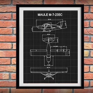 Maule M-7-235C Airplane Drawing With Dimensions, Maule M-7 Airplane ...
