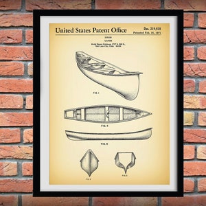 1971 Canoe Patent Print - Paddle Boat Poster - Canoe Poster - Kayak ...